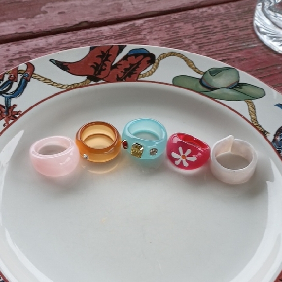 Jewelry | Bundle Of Lucite Rings | Poshmark